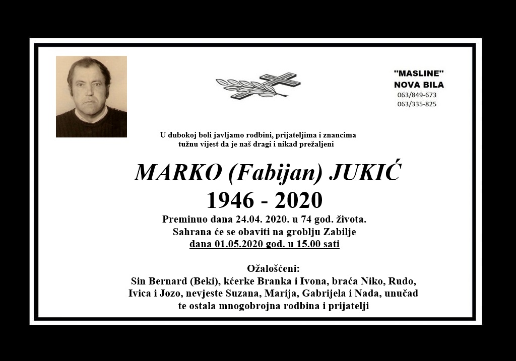 Marko (Fabijan) Jukić - Pogrebne usluge ''Masline''